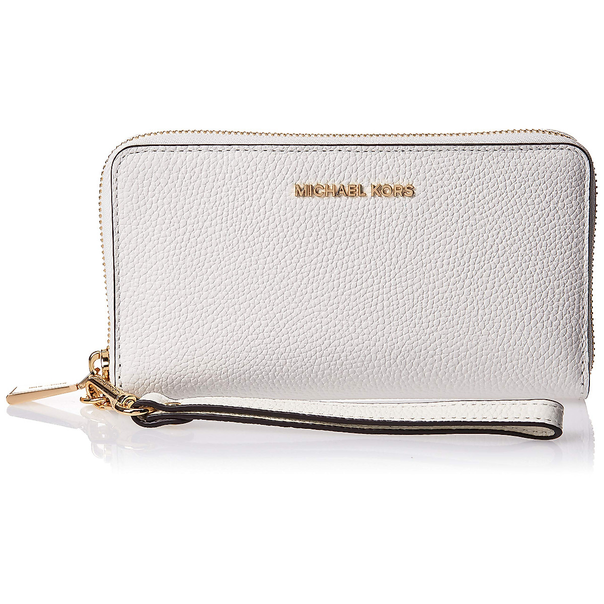 Michael Kors Pebbled Leather Smartphone Wallet Wristlet - Optic White