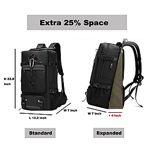 ODSSTAIPS Backpack for Traveling on Airplane,17 inch Laptop Backpack for Men,Waterproof Carry on Backpack Flight Approved,70L Travel Backpack for Personal Item Size with Shoe Compartment,Black