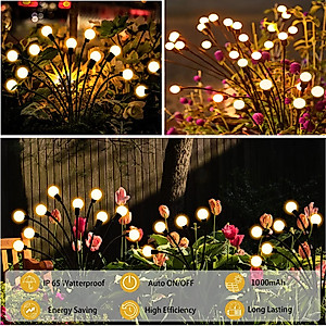 Lezonic Solar Swaying in Wind Firefly Lights, 4 Pack Total 32LED Starburst Solar Garden Lights for Outdoor Pathway, Patio, Landscape, Yard, Garden Decor