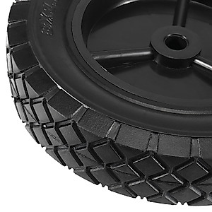 SINJEUN 4 Pack 8 Inch Black Plastic Wheel Replaces Wheel, Flat Free Grill Wheel with 1/2 Inch Axle, Replacement Hand Trucks Tires Lawnmower Wheels, Universal Wheel