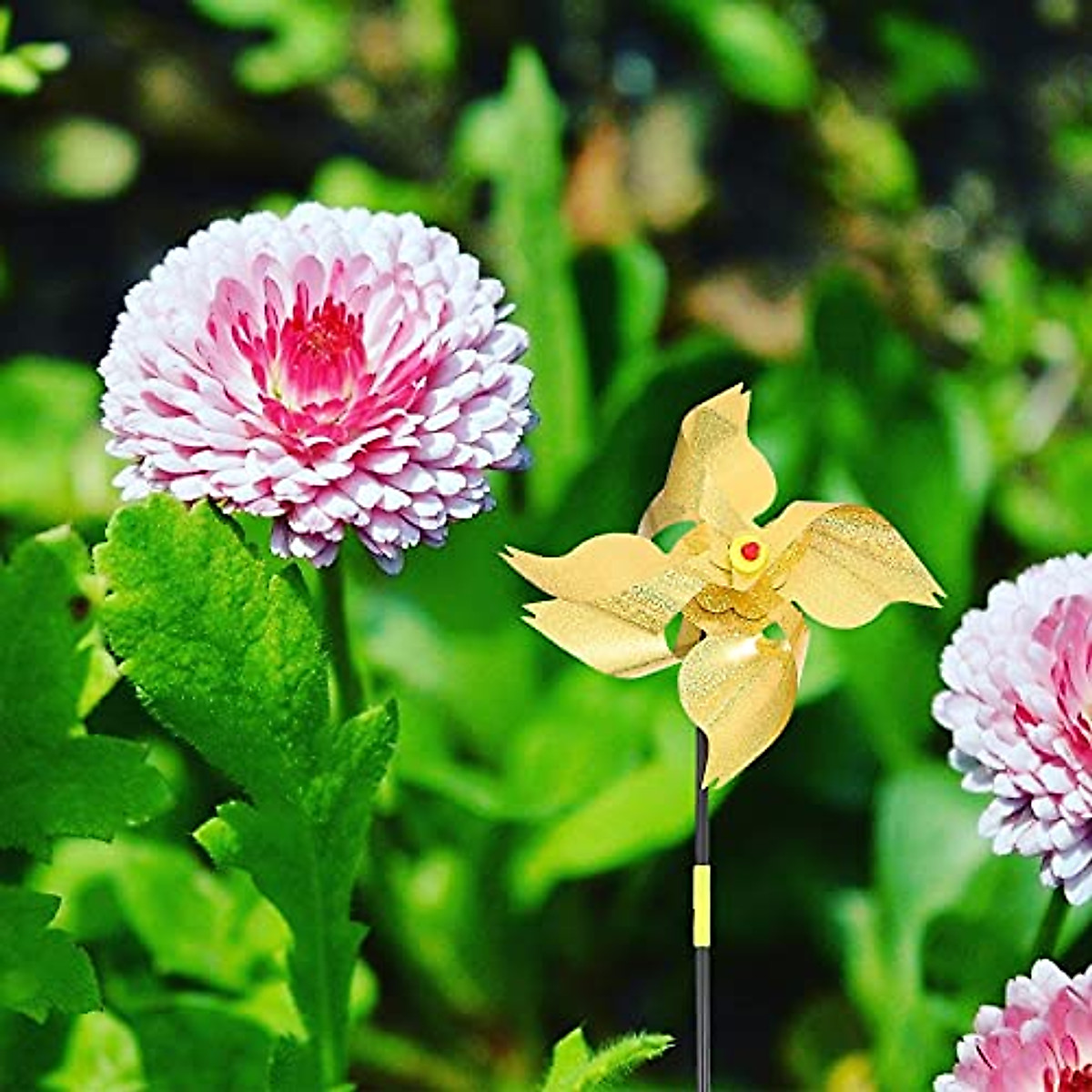 Cabilock 3pcs Bird Blinder Repellent PinWheels Garden Outdoor Wind Spinners Windmills Sparkly Holographic Pin Wheel Spinners Outdoor Decoration for Yard Lawn Patio