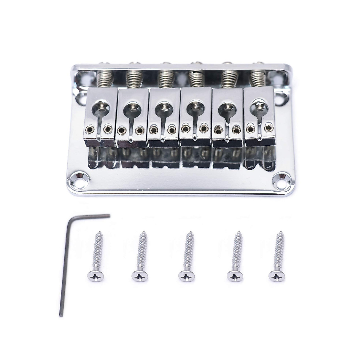 Metallor Guitar Saddles Bridge for Hardtail Strat Tele Electric Guitar Parts Replacement Chrome.