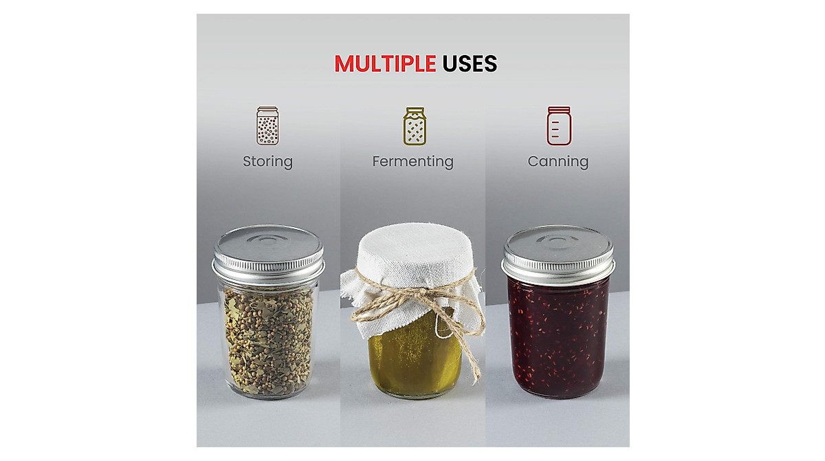 Glass Mason Jars (12 Pack) for Food Storage & Canning