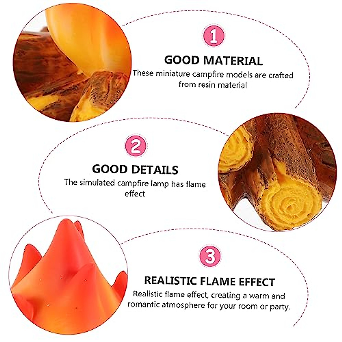 FONDOTIN Flame Lamp Battery Desk Lamp Halloween Decor Battery Light Bulb Simulated Campfire Lamp Simulated Fire LED Torch LED Desk Light Flashing Decorate Bonfire Lamp Prop Lights Resin