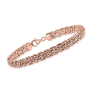 Ross-Simons 14kt Rose Gold Flat Byzantine Bracelet. 7 inches