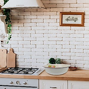 YARDWE Retro Enamel Bowl, Enamel Basin Enamel Soup Basin Enamel Bowl Plate Enamel Mixing Bowl for Salads, Vegetables, Soups, Fruits ( 26cm/ 10. 2inch Random Style )