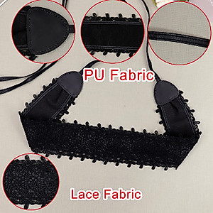 Lovful Womens Faux Leather Lace Waist Belt,Wide Wrap Around Obi Belt,Self Tie Boho Cinch Belts,Black