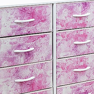 Sorbus Dresser with 8 Drawers - Furniture Storage Chest Tower Unit for Bedroom, Hallway, Closet, Office Organization - Steel Frame, Wood Top, Easy Pull Fabric Bins (8-Drawer, Pink)
