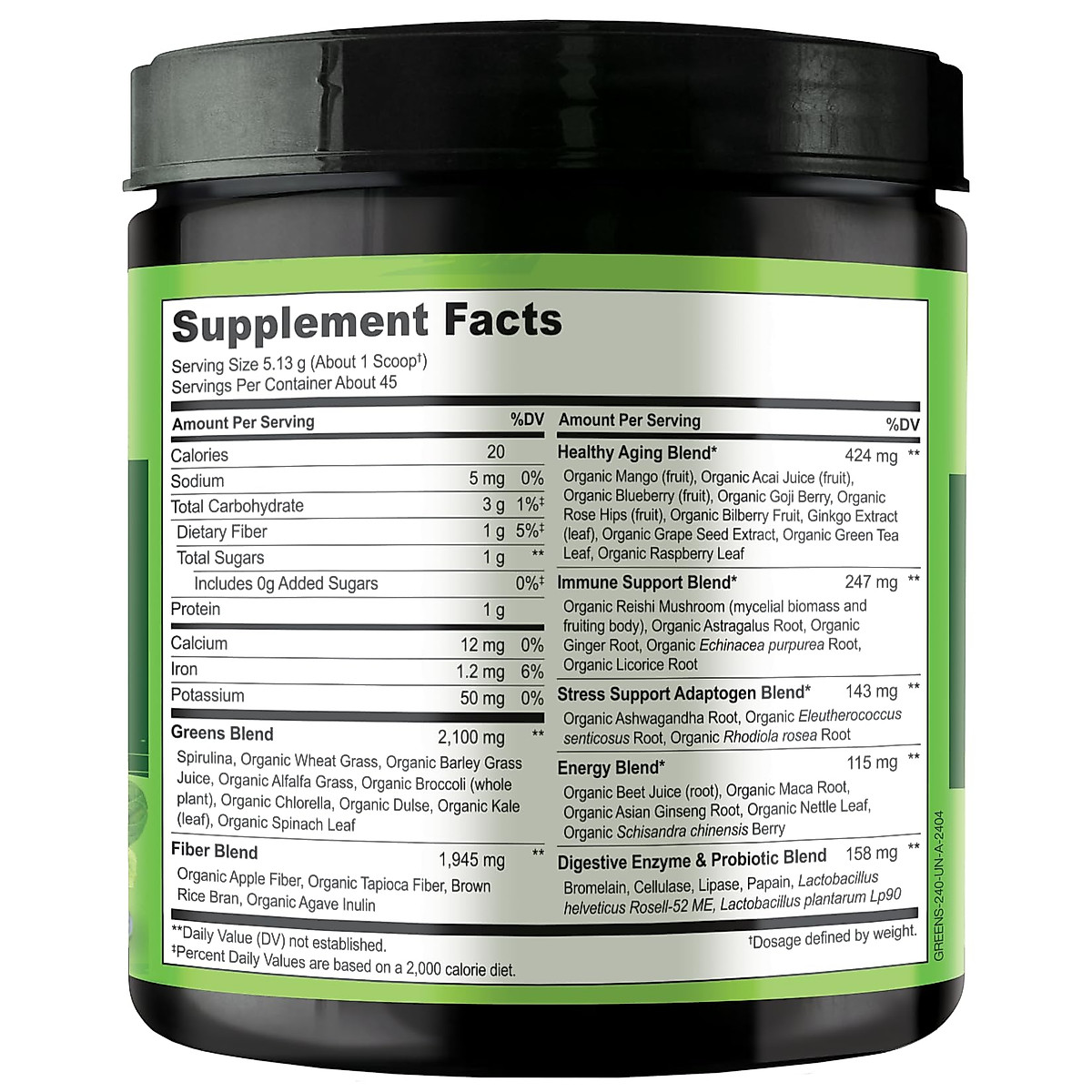 NATURELO Raw Greens Superfood Powder - Unsweetened - Boost Energy, Detox, Enhance Health - Organic Spirulina - Wheat Grass - Whole Food Nutrition from Fruits & Vegetables - 240 Grams