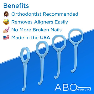 Aligner-B-Out v2 | Badass Blue 4 Pack | Invisalign Remover Tool & Aligner Remover Tool For All Aligners & Removable Retainers | Orthodontist Recommended Invisalign Accessories