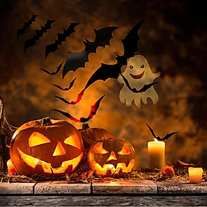 81Pcs 3D Bat Halloween Decorations, Halloween Bats Wall Decor,4 Size Plastic Black Bats Sticker,Used for Different Decorations to Add Weird Atmosphere to Halloween Parties