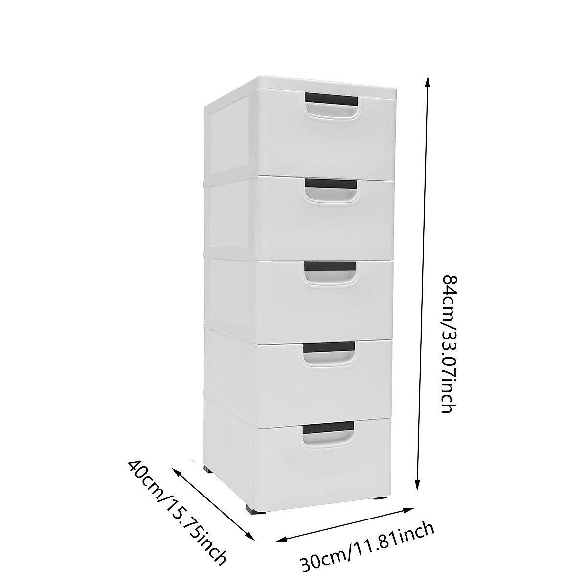 Plastic Storage Cabinet Stackable Storage Cart 5 Drawer Containers Storage Organizer Unit Mobile Stacking Bins [White 11.8"x15.7"x33.1"]