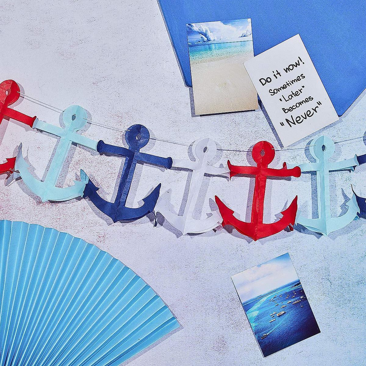 65Ft Nautical Garland Nautical Birthday Party Decorations Nautical Party Themed Hanging Garland Garland Banner for Birthday Baby Shower Party Decoration (2 Pieces)