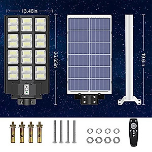 INSDEA 1000W Led Solar Street Light Outdoor, 80000LM IP65 Waterproof Solar Security Flood Lights Motion Sensor with Remote Control, Dusk to Dawn Solar LED Light Lamp for Garden Yard Parking Lot