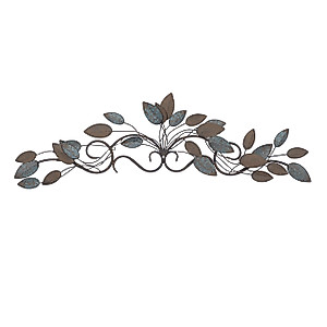 Deco 79 Metal Leaf Wall Decor, 35" x 2" x 10", Blue