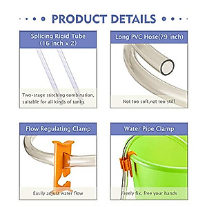 hygger Aquarium Gravel Cleaner, New Quick Water Changer with Air-Pressing Button Fish Tank Sand Cleaner Kit Aquarium Siphon Vacuum Cleaner with Water Hose Controller Clamp