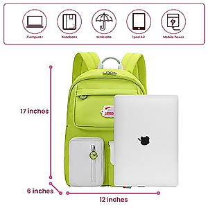 AUOBAG Backpacks for Girls Backpack for School Suitable Ages 6-8 Kids - Pass CPSC Certified - Gift Cute Pendant (Green)