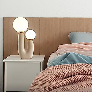 ACLBLK 2-Lights Nordic Simplicity Resin Table Lamp Post-Modern Creative Glass Desk Light G9 Bedroom Bedside Night Light for Villa Living Room Office Library Homestay Hotel Exhibition Hall