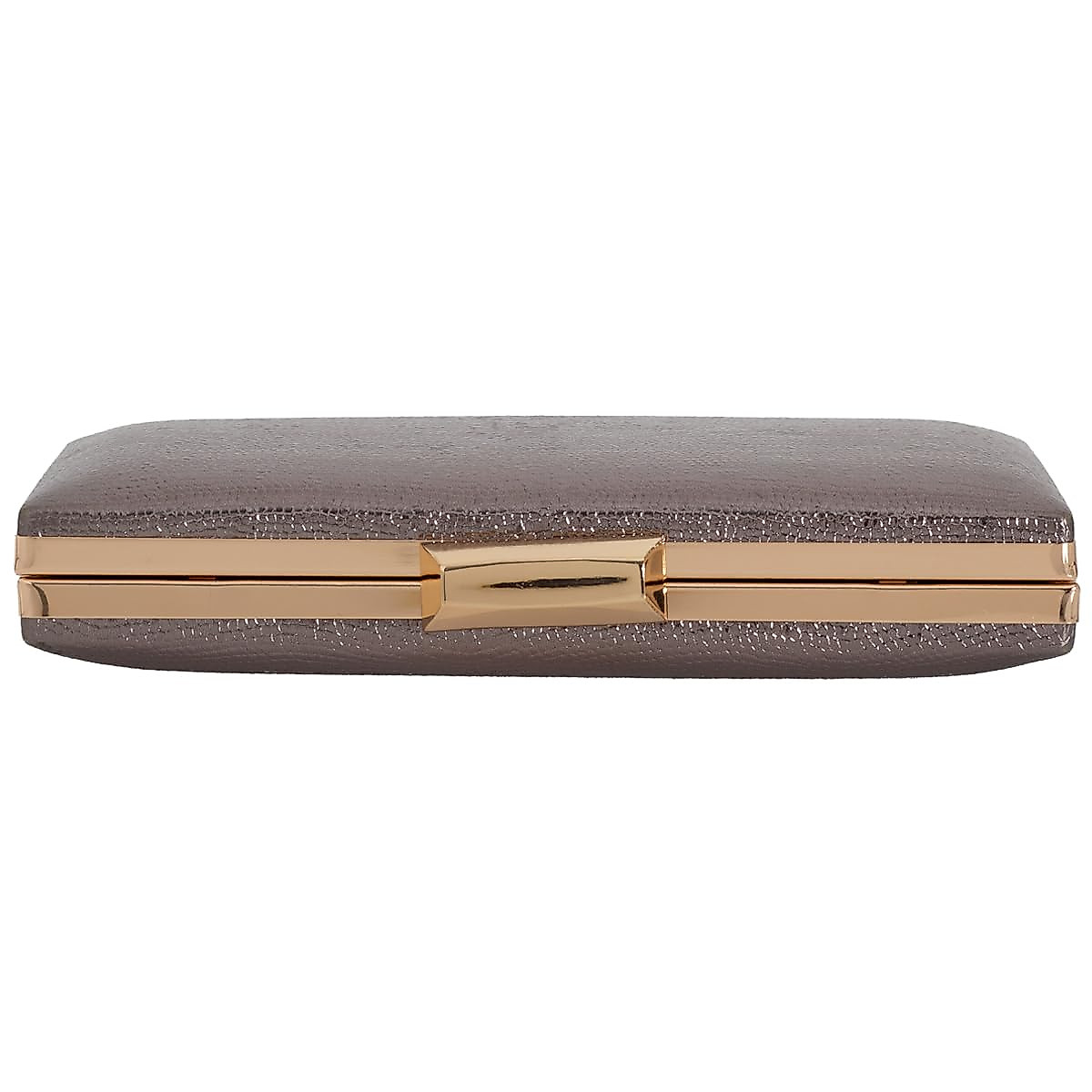 JNB Women's Metallic Material Hard Case Evening Party Clutch,Gold