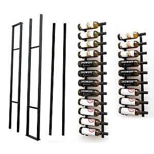 VintageView W Series One-Sided Floating Wine Rack Kit (21 Bottles, Satin Black) Stylish Modern Wine Storage with Label Forward Design