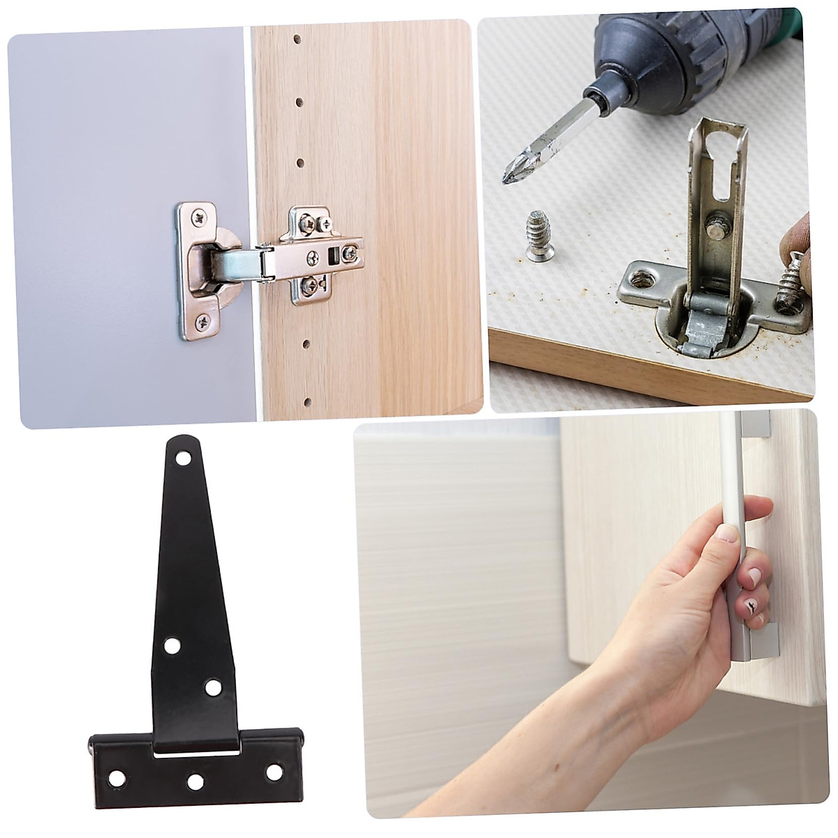 Uonlytech 6PCS 4 Black Door Hinges gate Hinges for Wooden Fences Heavy Duty shed Hinges Decorative Hinge Kitchen Cabinet Hinges self Closing Hinges Concealed Hinges Fence Hinges Bracket Belt