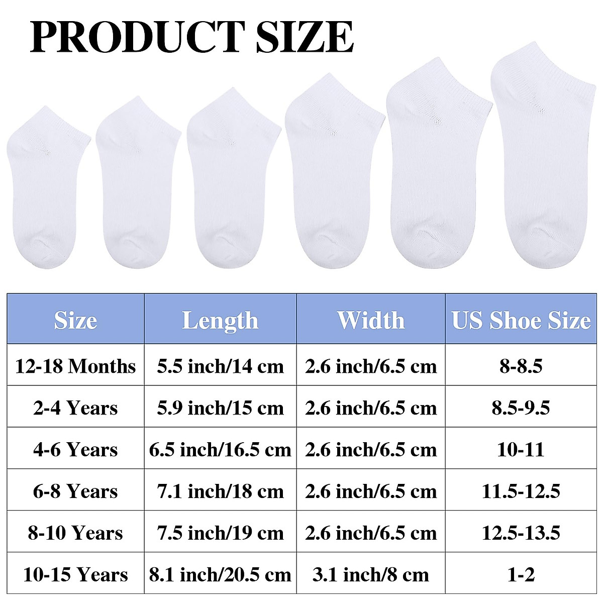 Cooraby 15 Pack Kids' Half Cushion Low Cut Athletic Ankle Socks Boys Girls Ankle Socks