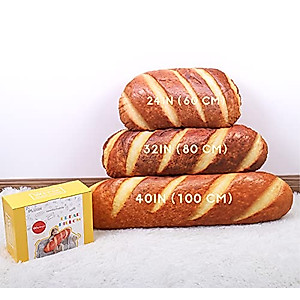 Wepop 40 in 3D Simulation Bread Shape Pillow Soft Lumbar Baguette Back Cushion Funny Food Plush Stuffed Toy