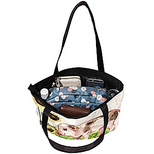 NigelMu Tote Bag,Shoulder Bag Large Purses and Handbags for Women,Sunflower and pig,Shopping Bags