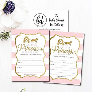 Hadley Designs 25 Little Princess Baby Shower Invitations, 25 Diaper Raffle Tickets for Baby Girl, Pink & Gold Fill or Write in Card, Diaper Raffle Cards