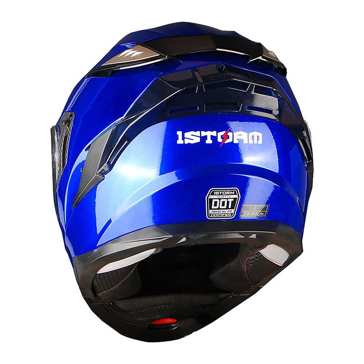 1Storm Motorcycle Modular Full Face Helmet DOT Adults Street Bike Flip up Dual Visor Sun Inner Shield Anti Fog Pinlock Ready Shield: Glossy Blue