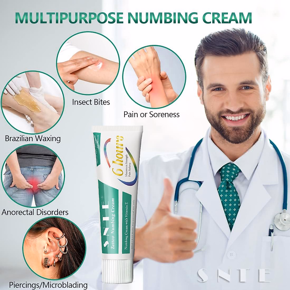 Numbing Cream for Tattoos Extra Strength (60ml/2.12floz), Lasts Over 6 Hours Maximum Strength Painless Tattoo Numbing Cream, Best Formula for Tattoos, Effective Promotes Healing Tattoo Numbing Cream