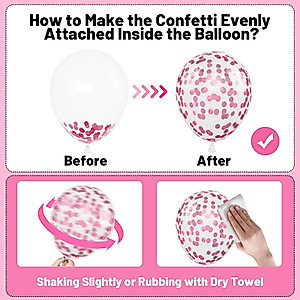 Funhot Pink Balloons Set, 60PCS Hot Pink Latex Balloons, 12Inch Pink Confetti Balloon Pastel Pink Metallic Party Balloons Helium for Girls Women Baby Shower Princess Wedding Birthday Party Decoration