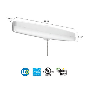Lithonia Lighting FMMCL 24 840 S1 M4 LED Flush Mount Closet Light with Pull Chain, White, 24"