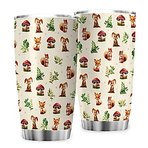 Forest Animal Fox Squirrel Rabbit Insulated Travel Tumblers,Stainless Steel Vacuum Insulated Tumblers,20oz Tumbler with Lid,Travel Coffee Mug for Home Office Outdoor Ice Drinks and Hot Beverage