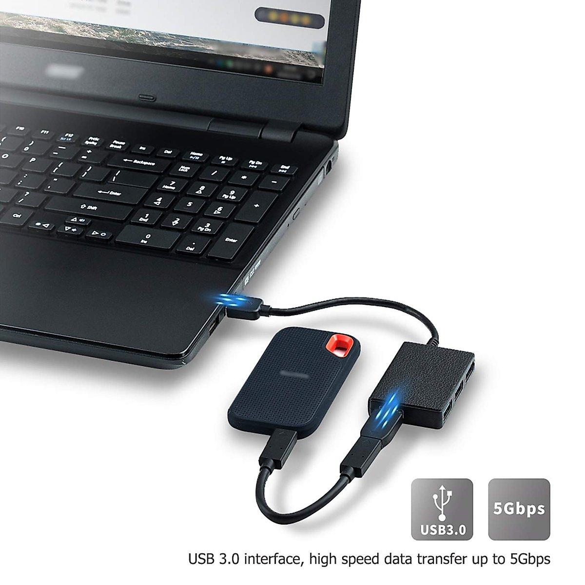 Memory Card Case + USB 3.0 Hub Splitter：Credit Card Size Memory Card with 4 Ports USB 3.0 Hub Splitter