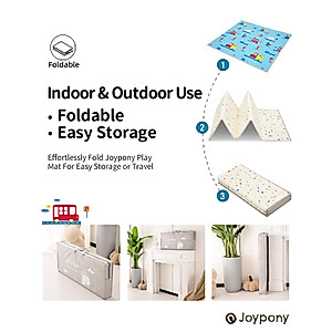 Joypony Baby Play Mat 79" X 71", Extra Large Foldable Play Mats for Babies and Toddlers, Waterproof & Anti-Slip Portable Baby Floor Mat for Tummy Time, Foam Baby Mat for Floor with Travel Bag
