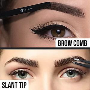 KAMICURE - Professional Tweezers with Comb Feature, Eyebrow Tweezers for Women Facial Hair Slant Tip Stainless Steel Ingrown Hair Tweezer