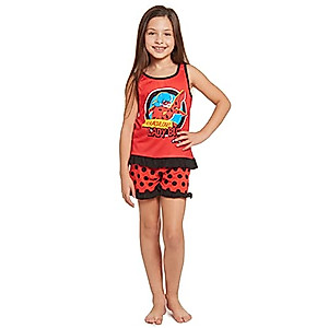 Miraculous Ladybug Little Girls Pajama Shirt and Shorts Polka Dots Red 7-8