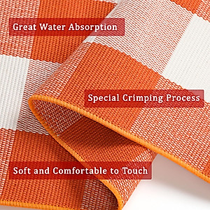 WAYYE Buffalo Plaid Outdoor Rug Checkered Area Rug Washable Doormats Indoor Outdoor Rugs for Layered Front Door Mats, Porch, Entryway, Kitchen, Farmhouse (Orange and White Plaid, 2'3'' x 3'7'')