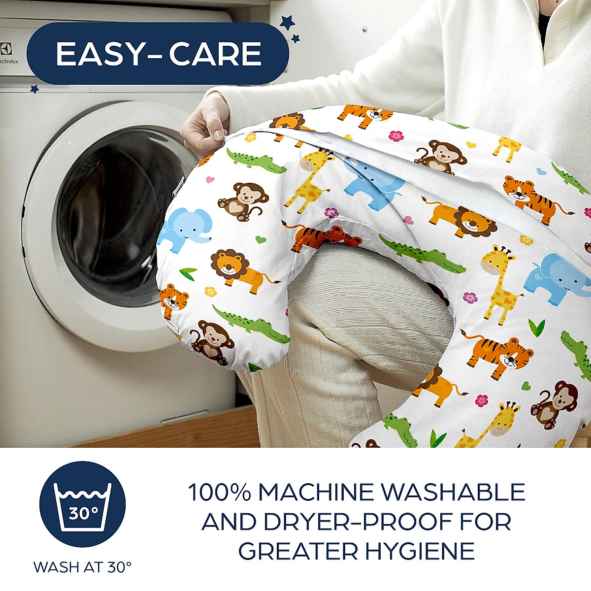 Niimo Nursing Pillow - 100% Cotton Breastfeeding Pillow Cover, Ergonomic Nursing Pillows for Breastfeeding, Machine-Washable Baby Pillow, Breastfeeding Pillows & Breastfeeding Essentials