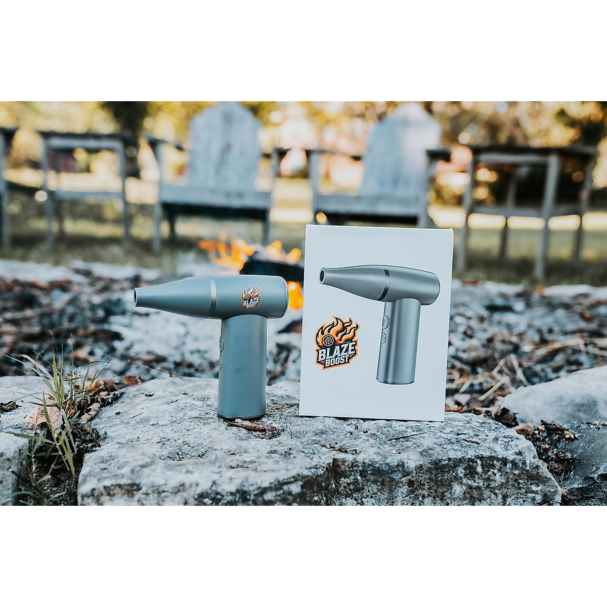 BlazeBoost Jet Air Blower - Jump Start Your Fireplace, Fire Pit,Charcoal Grill Or Campfire by Delivering A Ridiculous Amount of Oxygen to Your Fire 100,000 RPM Power with Rechargeable Battery