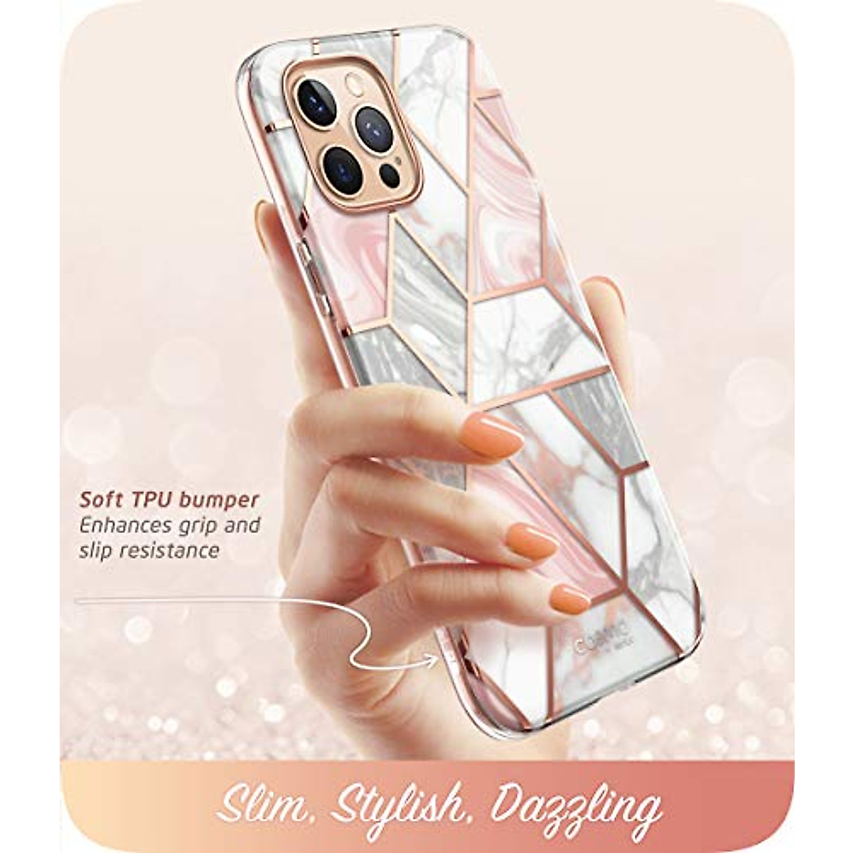 i-Blason Cosmo Series Case for iPhone 12 Pro Max 6.7 inch (2020 Release), Slim Full-Body Stylish Protective Case with Built-in Screen Protector (Marble)