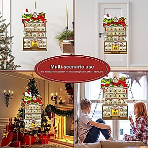 KOUPA Hanging Christmas Countdown Advent Calendar, Santa Grinch Green Haired Monster Decoration, Reusable Xmas Gift for Holiday Party Winter