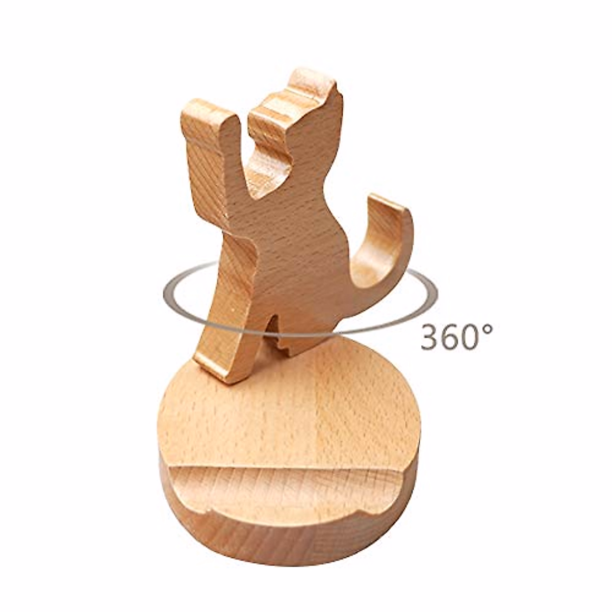 MHKBD Cute Cat Cell Phone Stand, Wooden Phone Stand Cell Phone Holder Desktop Cellphone Stand Universal Desk Stand for All Smart Phone Desk Decoration, Great Gift for Cat Lover Valentines Gift