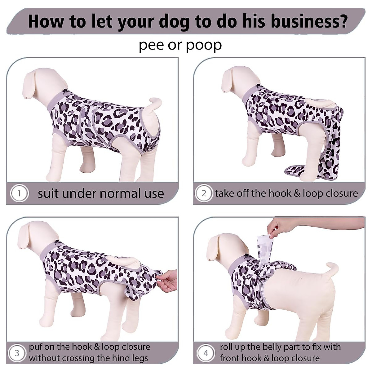 PetWarm Surgery Suit for Dogs Male - Dog Cone Alternative After Surgery - Covers Wounds, Prevents Licking - Fashionable and Protective - Lightweight and Breathable,Leopard Pattern,White,L