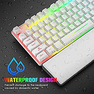 Rechargeable Wireless Keyboard and Mouse Combo with Wrist Rest Rainbow Backlight Mechanical Feel Gaming Keyboard RGB Crack Gamer Mouse Large Mice Pad for Windows PC and Desktop