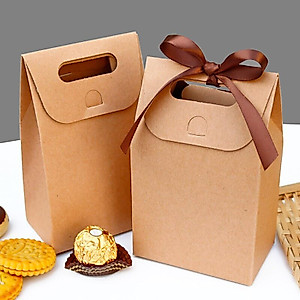 MODADA Gift Bags 2pcs Kraft Paper Bag Blank Gift Bag Boxes with Ribbon Party Favor Jewelry Cookie Candy Bags Wedding Favor