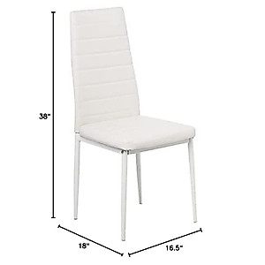 IDS Online Modern Faux Leather with Metal Legs High Back Padded Seat Chair for Kitchen, Dining Living Room, Restaurant, Single, White
