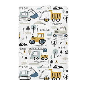 Baby Fitted Mini Crib Sheets Portable Playard Sheets Stretchy Childish Truck Excavator Girls Boys Soft Modal