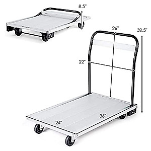 Generic Platform Trucks Hand Trucks Luggage Cart Trolley, Carts with Wheels Moving, Stands Platform Trucks (Color : 36 x 24 x 32.5 inch)